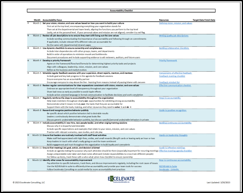 Accountability Checklist - Excelevate.co