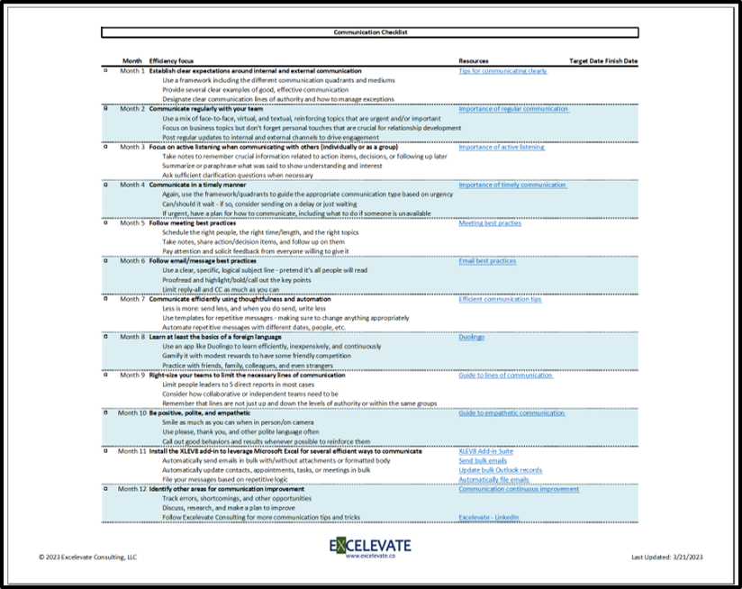 Communication Checklist - Excelevate.co