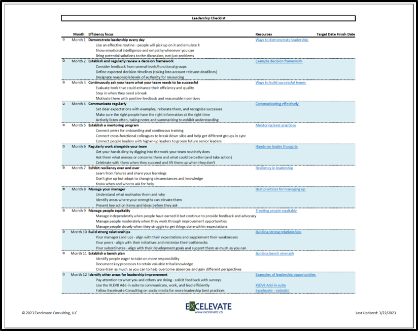 Leadership Checklist - Excelevate.co