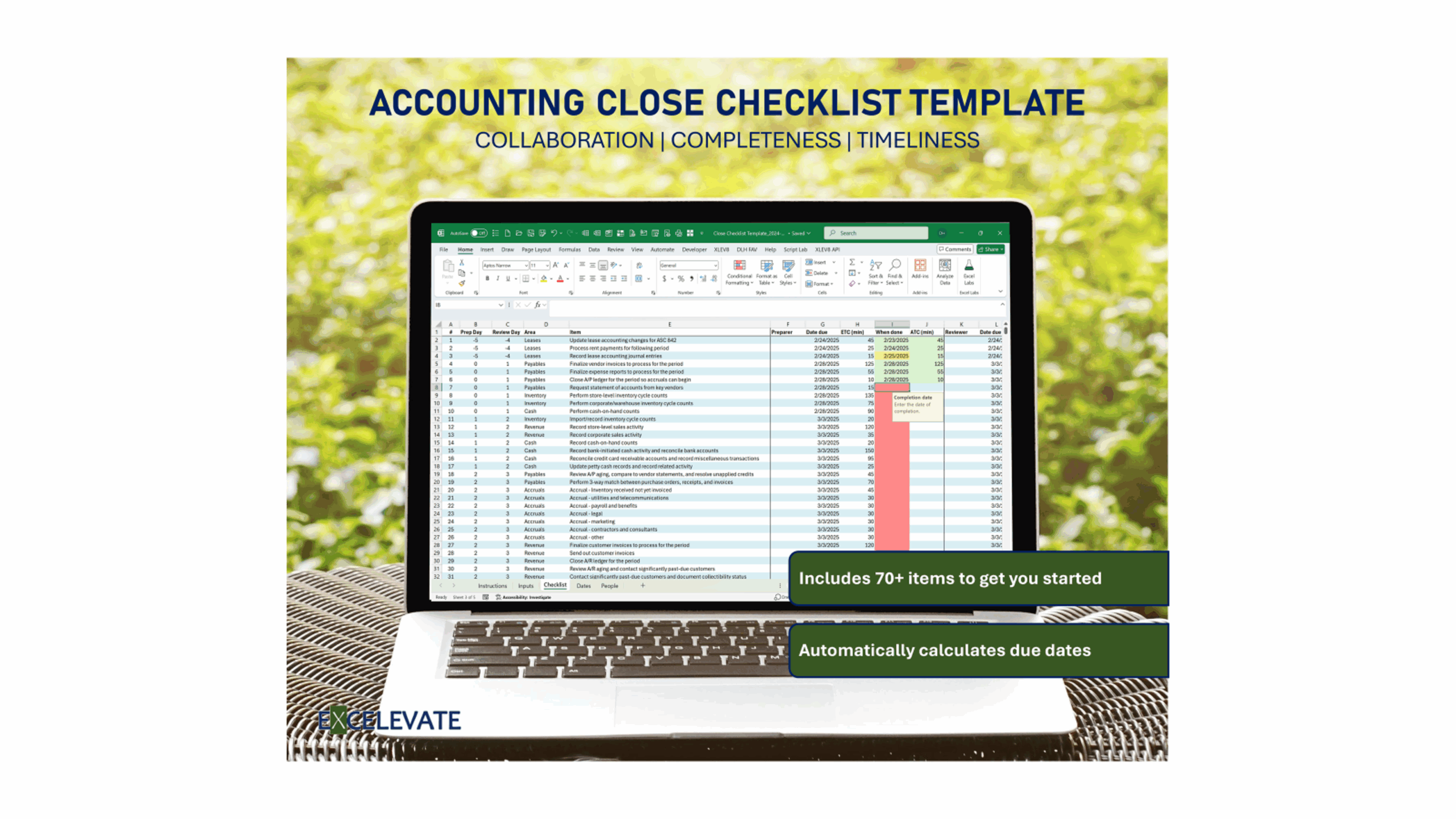 Accounting Close Checklist Excel Template - Excelevate.co