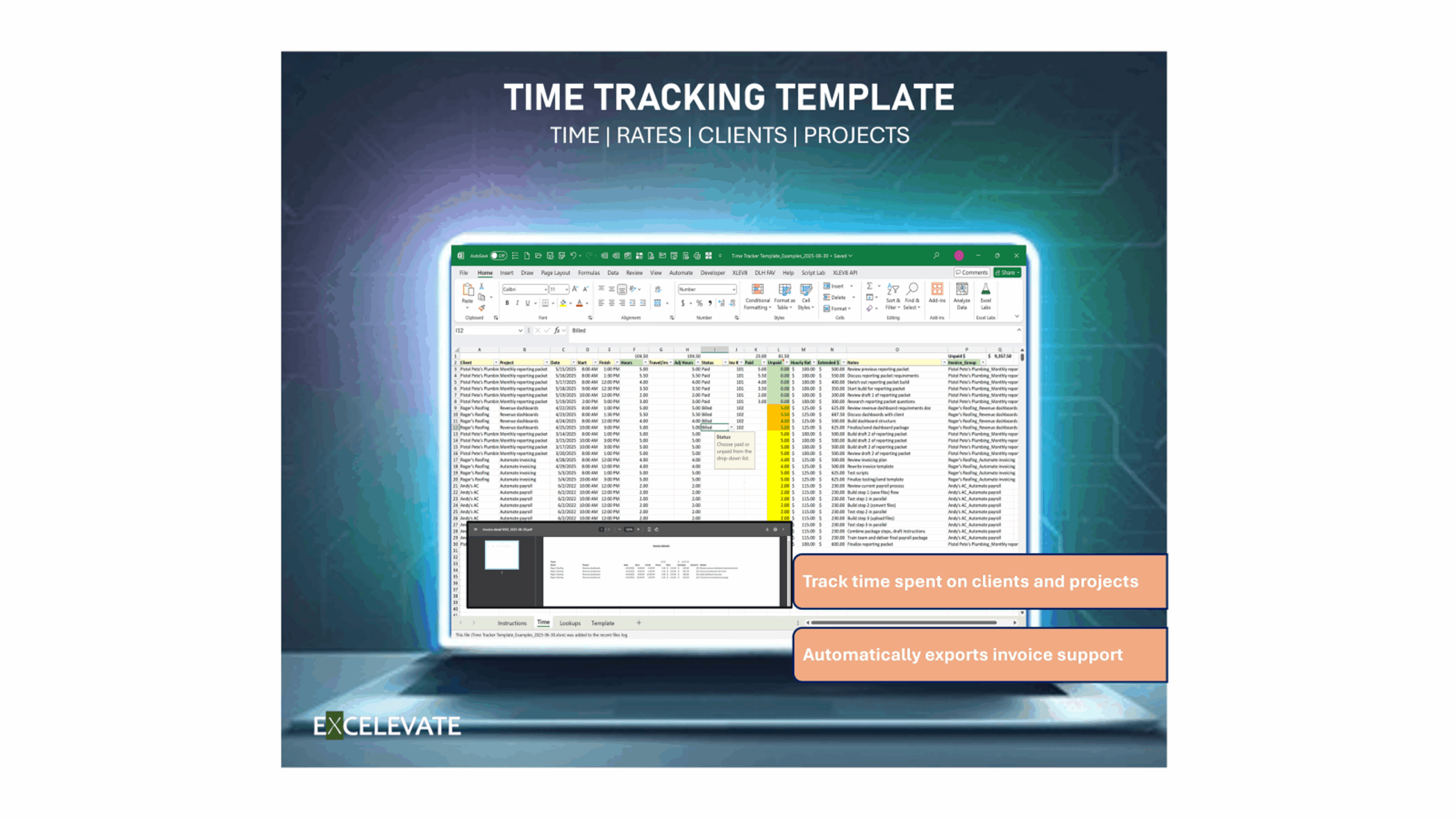 Excel Time Tracking Template - Excelevate.co