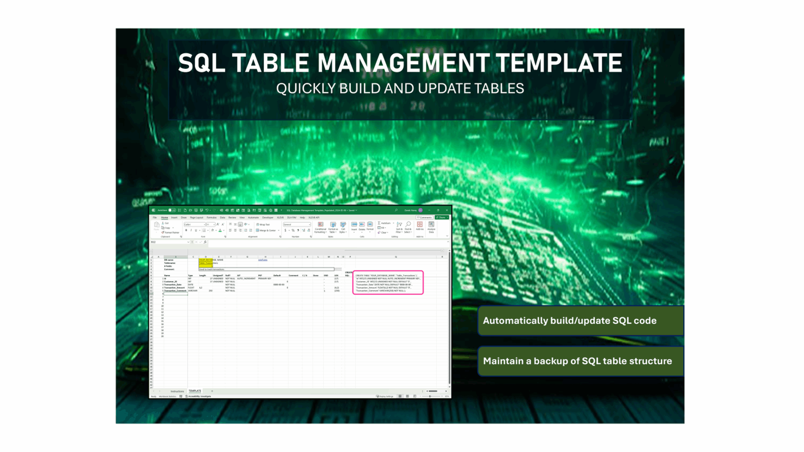 SQL Database Management Excel Template - Excelevate.co