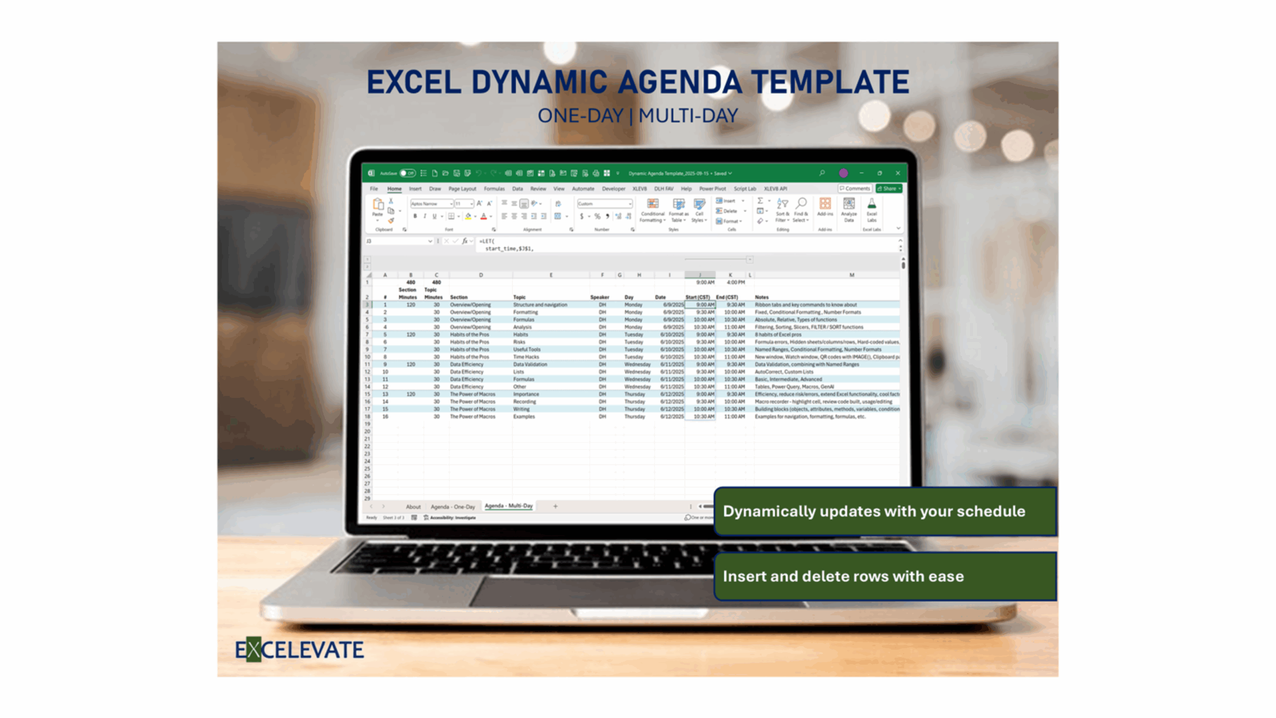 Dynamic Agenda Template - Excelevate.co